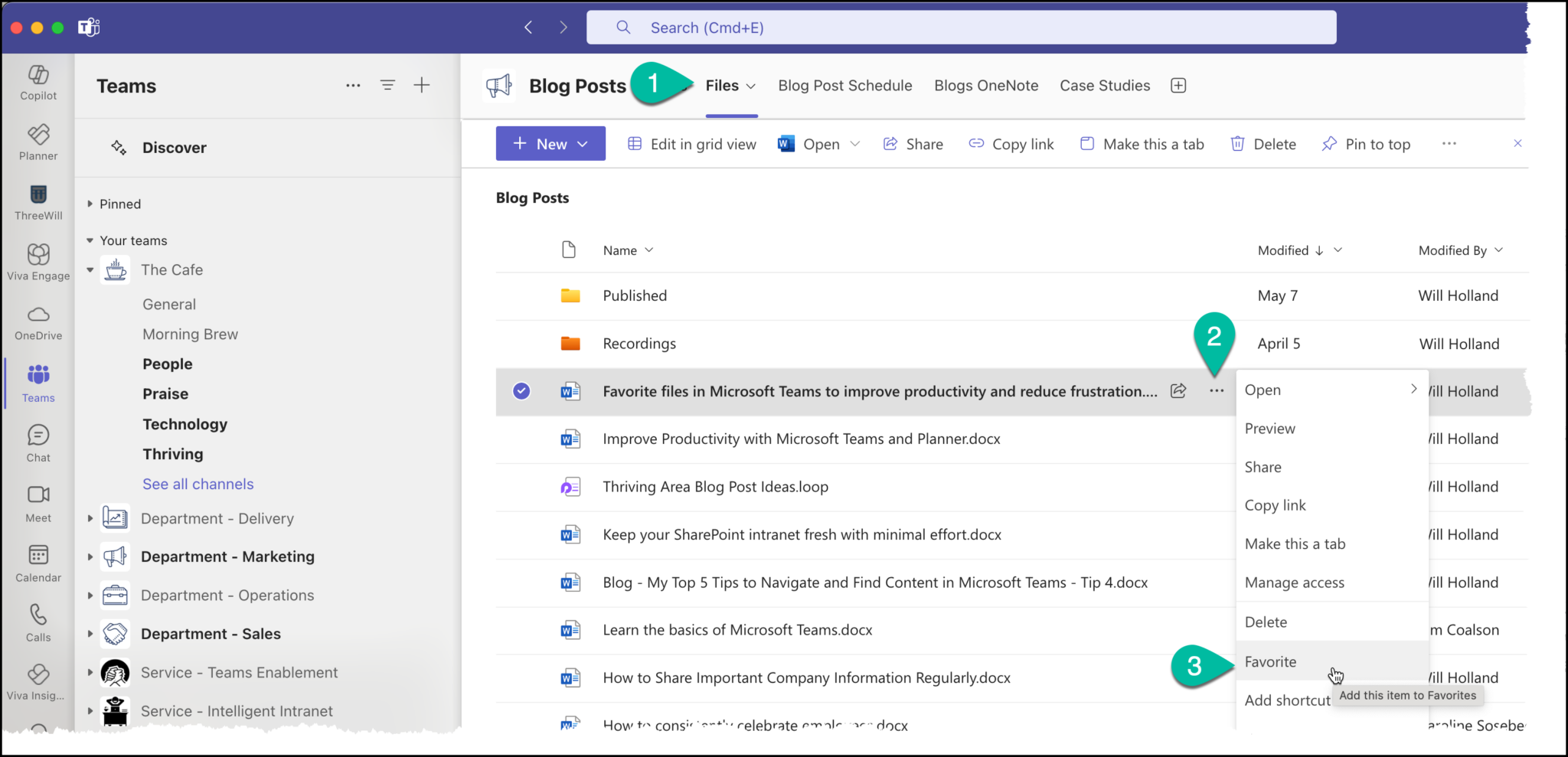 How To Boost Productivity by Favoriting Files in Microsoft Teams ...